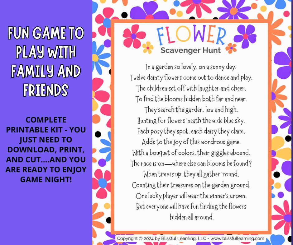 Flower Scavenger Hunt for Kids, Fun Addition Learning Game, Perfect for ...