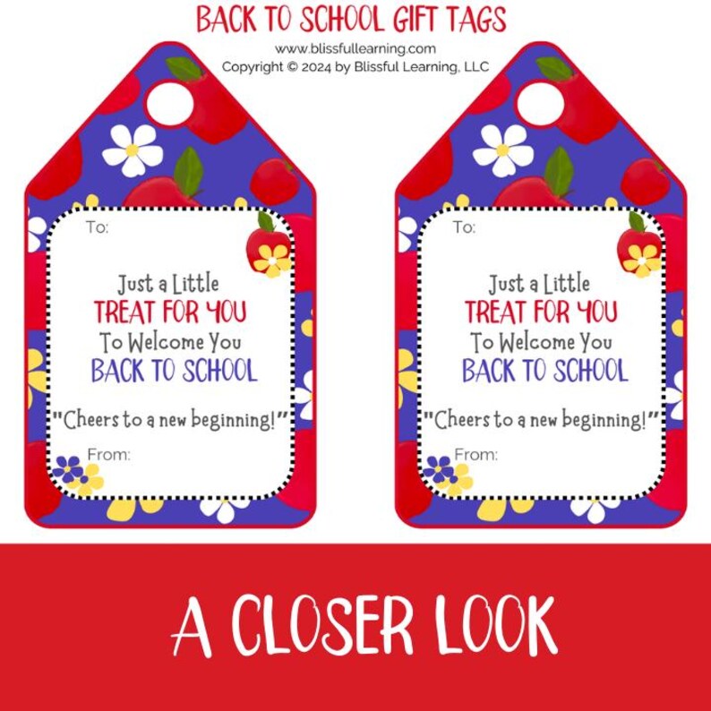 Back to School Printable Gift Tags for Teacher & Student Gifts set of 2 ...