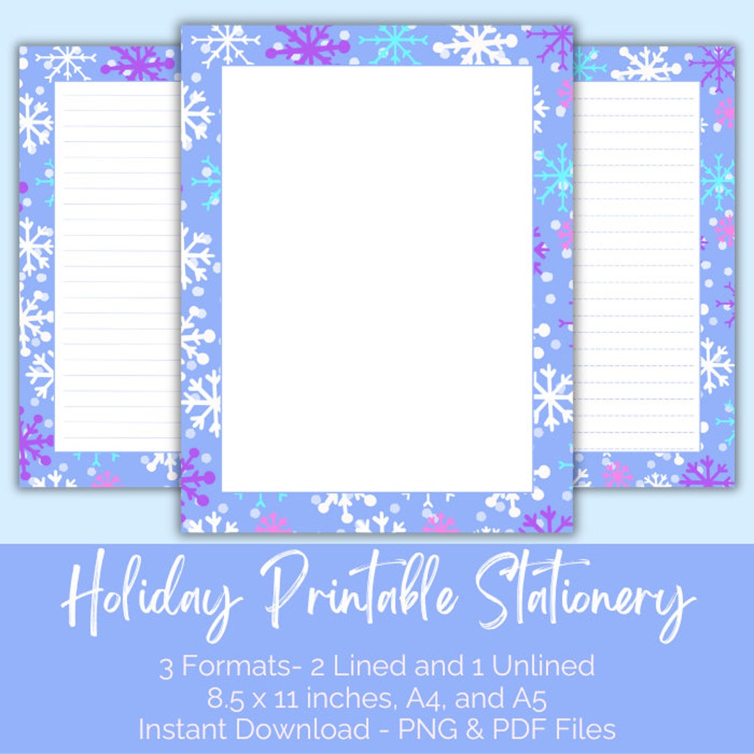 Snowflake Stationery: Lined & Unlined Winter Writing Paper (digital ...