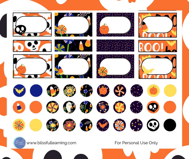 October Decorative Planner Sticker Kit, Printable Halloween Stickers ...