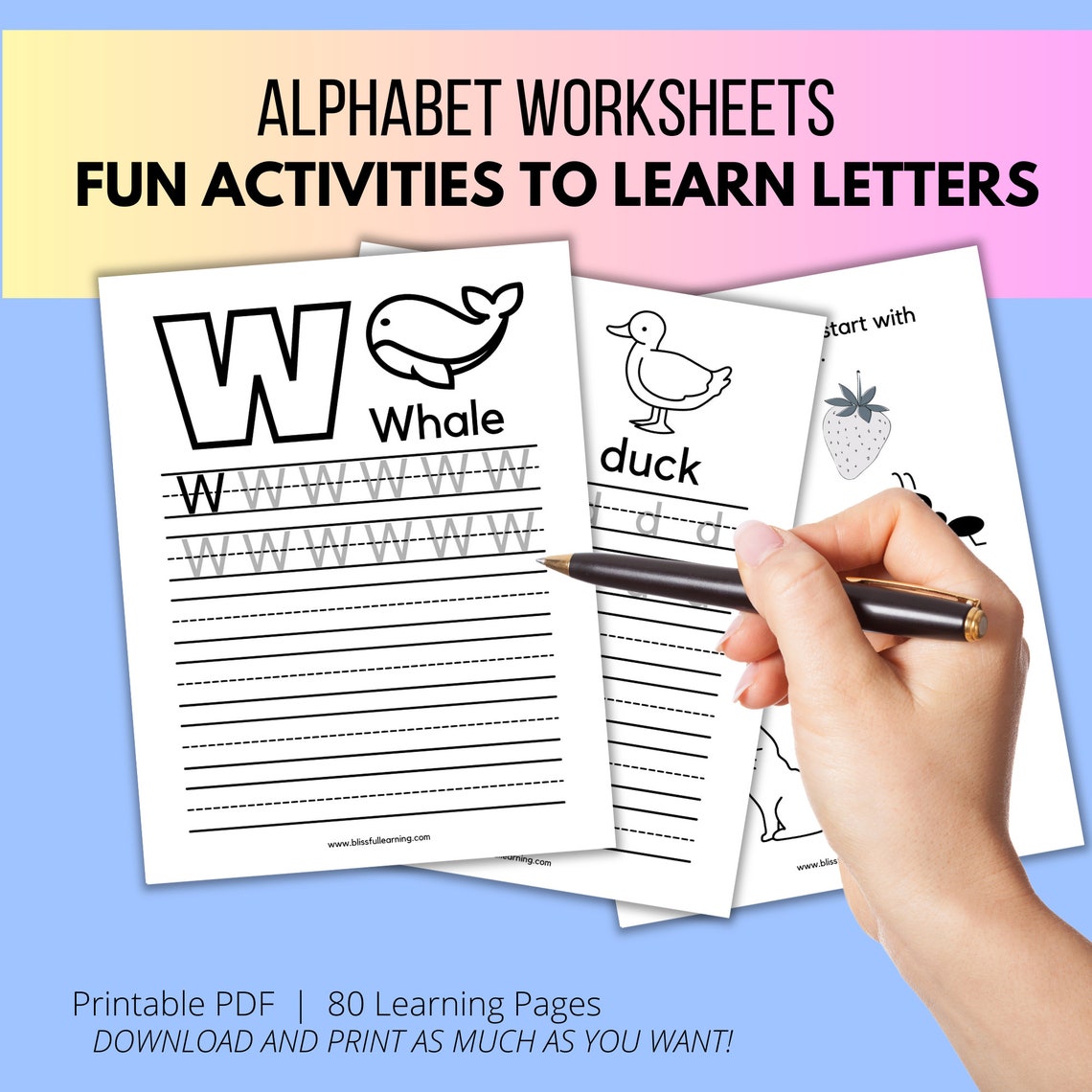 Printable Alphabet Coloring Pages for Kids, Learn Letters, Learn ABC ...