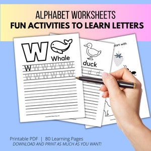 Printable Alphabet Coloring Pages for Kids, Learn Letters, Learn ABC ...