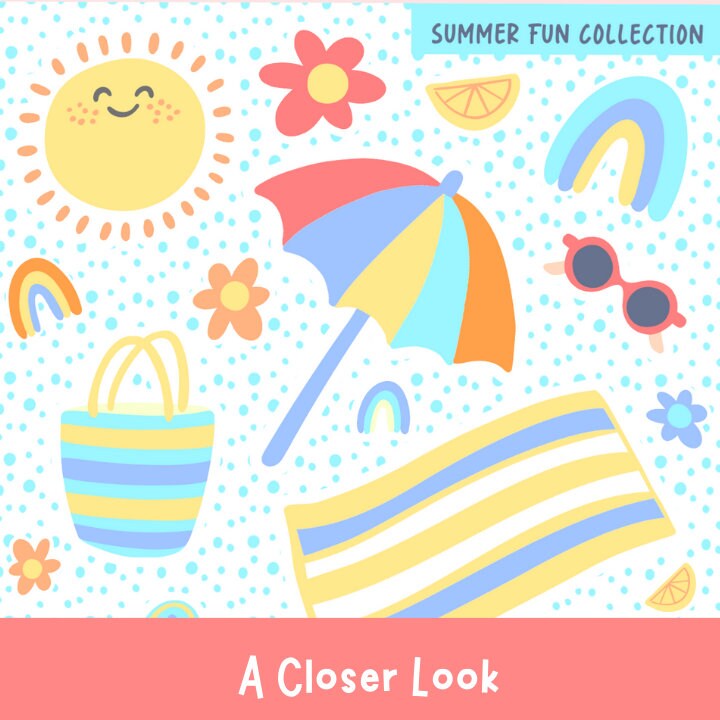 Summer Beach Fun Sticker Set 26 Kiss-cut Stickers on Water-resistant ...