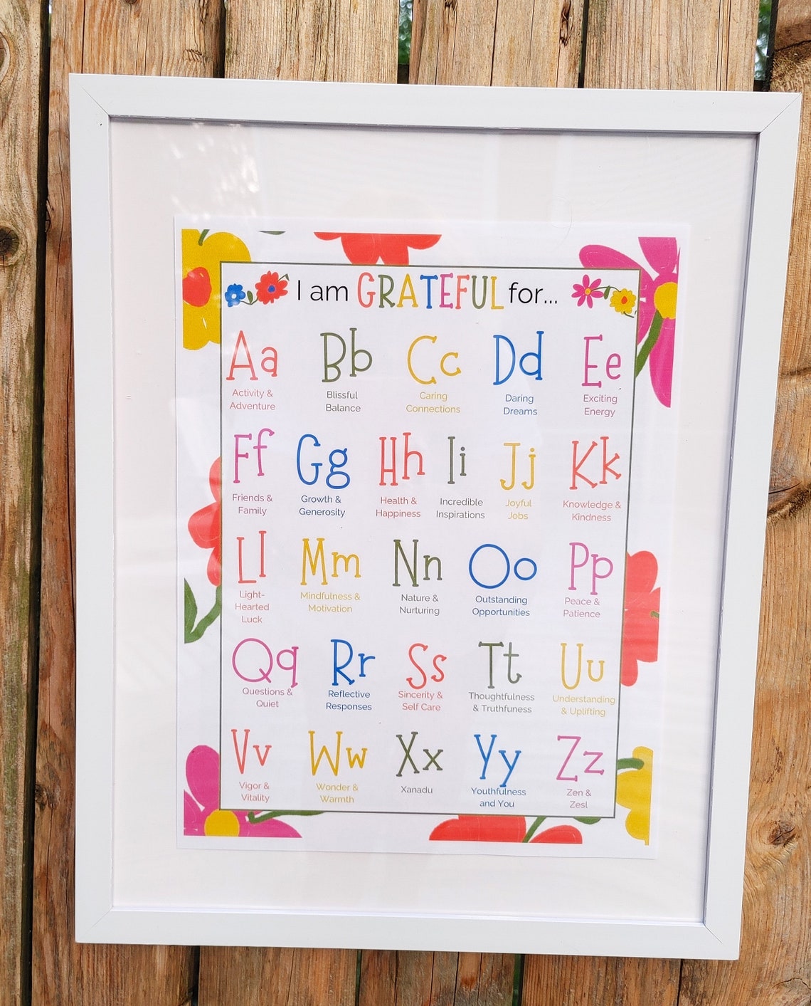 Gratitude ABC Poster: Floral Alphabet Wall Art (downloadable PDF) - Etsy