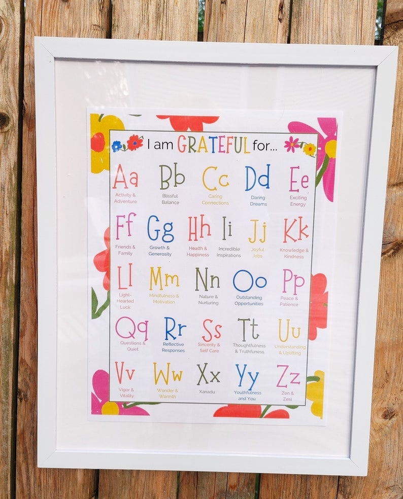 Gratitude ABC Poster: Floral Alphabet Wall Art (downloadable PDF) - Etsy