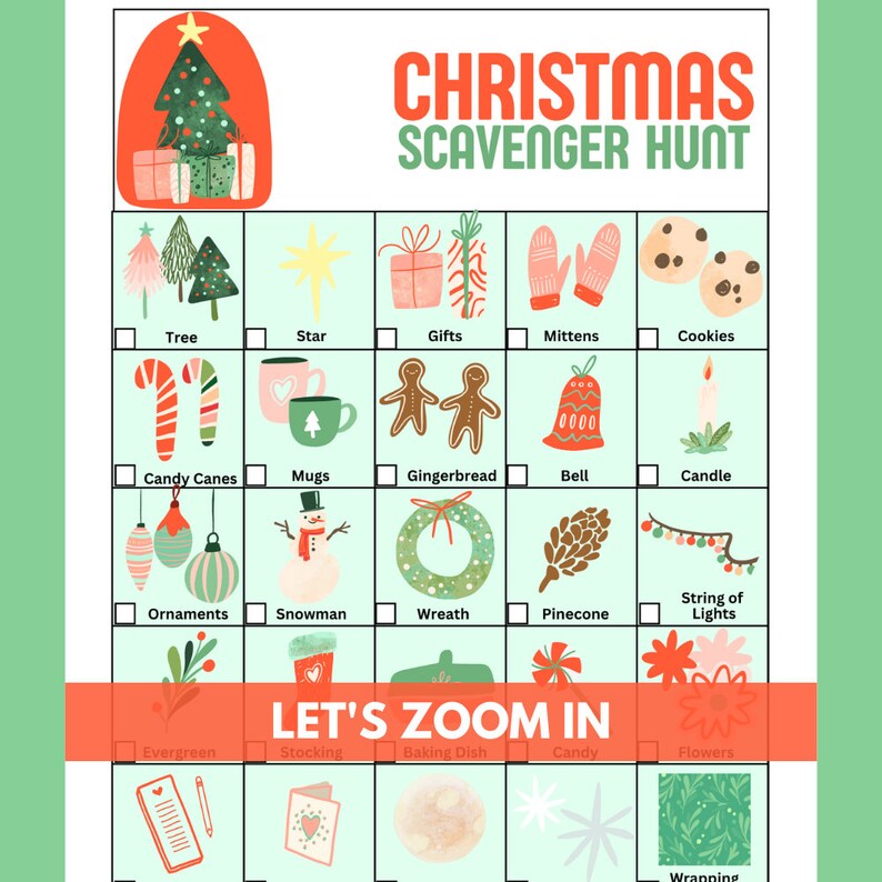 Christmas Scavenger Hunt Christmas Game for a Group Holiday - Etsy