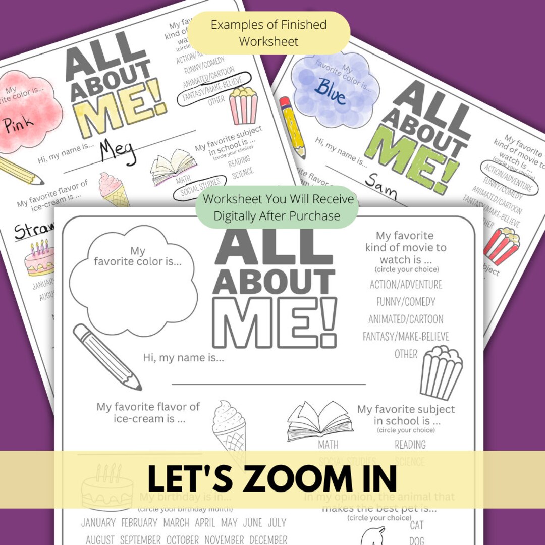 All About Me Poster and Coloring Page for Students Ice - Etsy