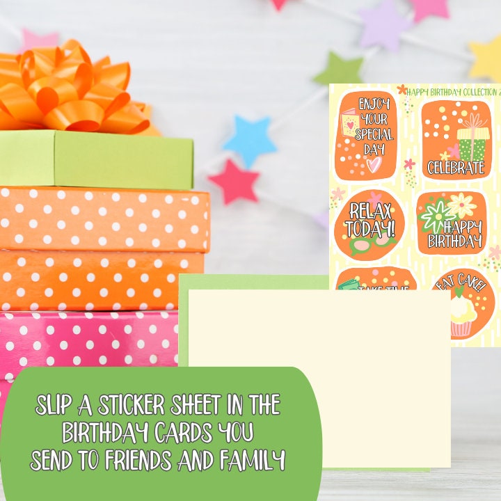 Happy Birthday Sticker Collection - 4x6 Printable Sticker Sheet in ...