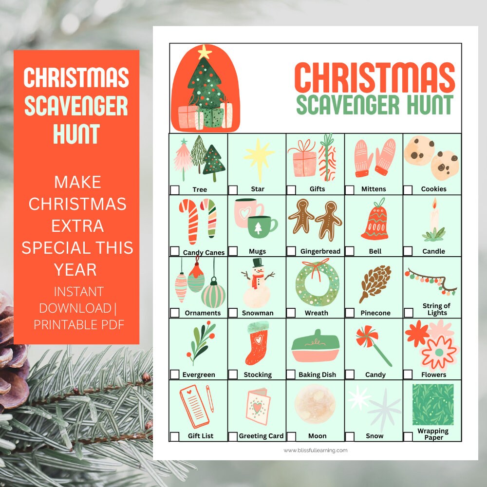 Christmas Scavenger Hunt, Christmas Game for a Group, Holiday Party ...