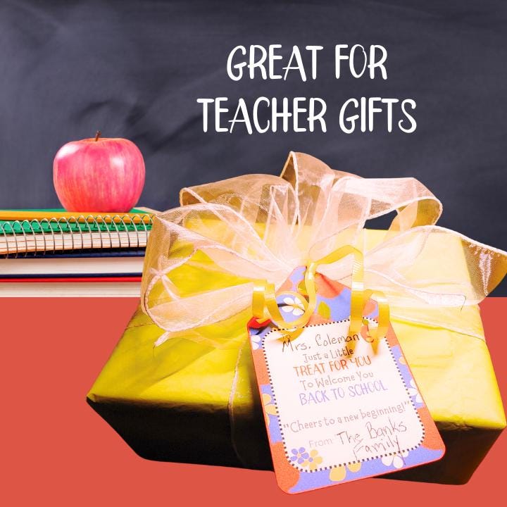 Back to School Printable Gift Tags for Teacher & Student Gifts set of 2 ...