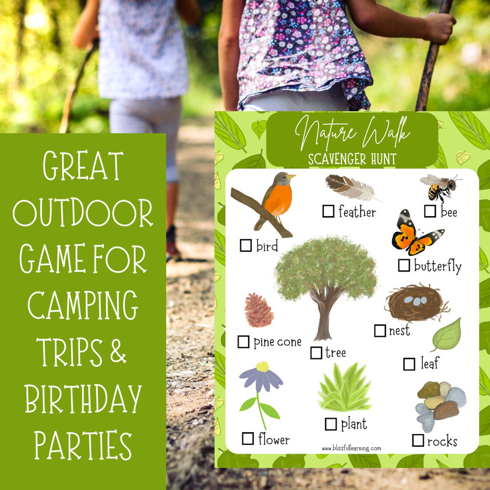 Nature Scavenger Hunt for Kids Printable, Outside Game for Birthday ...