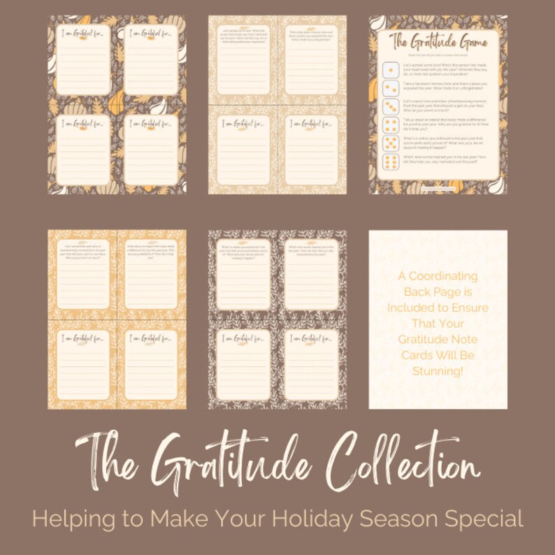 Thanksgiving Gratitude Collection With Dice Game and Gratitude Card ...
