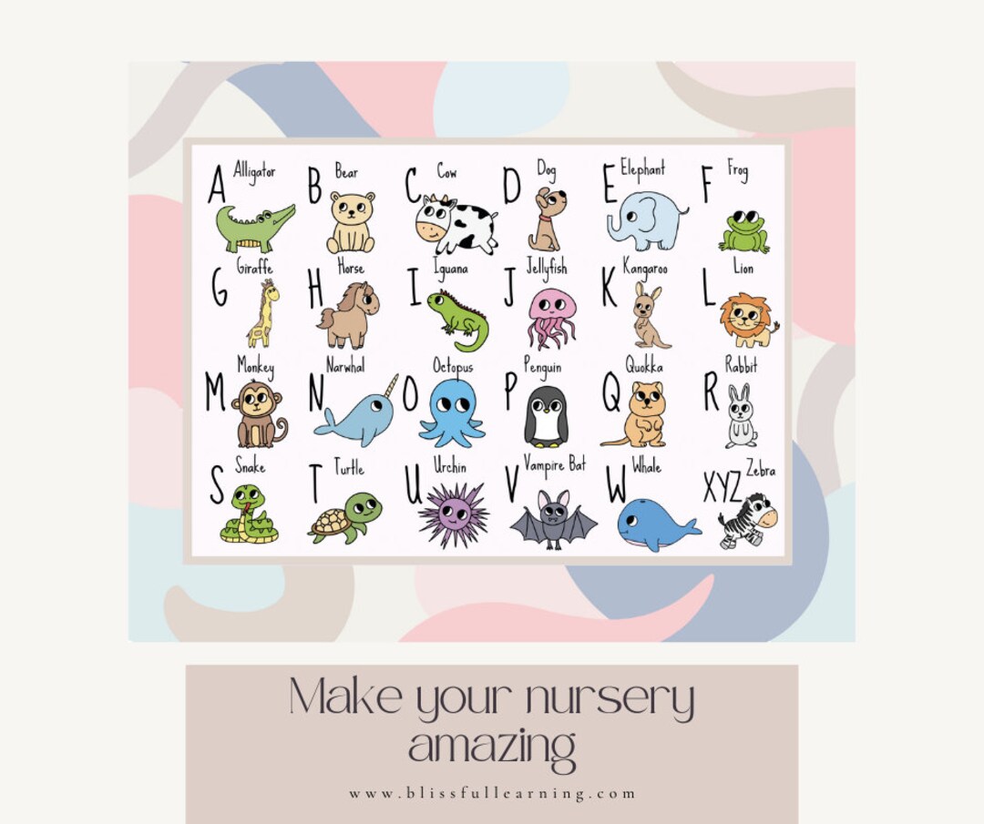 Abstract Alphabet Animal Print for Kids Nursery, Playroom or Classroom ...