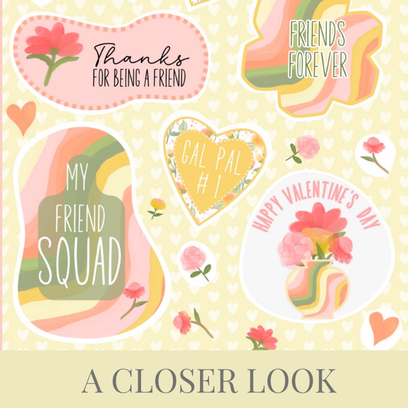 Friends Forever: Printable Valentine's Day Sticker Sheet 13 Pretty ...