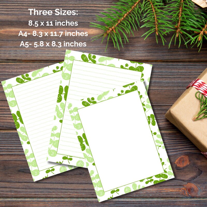 Festive Holiday Printable Writing Paper: Green Foliage - Etsy