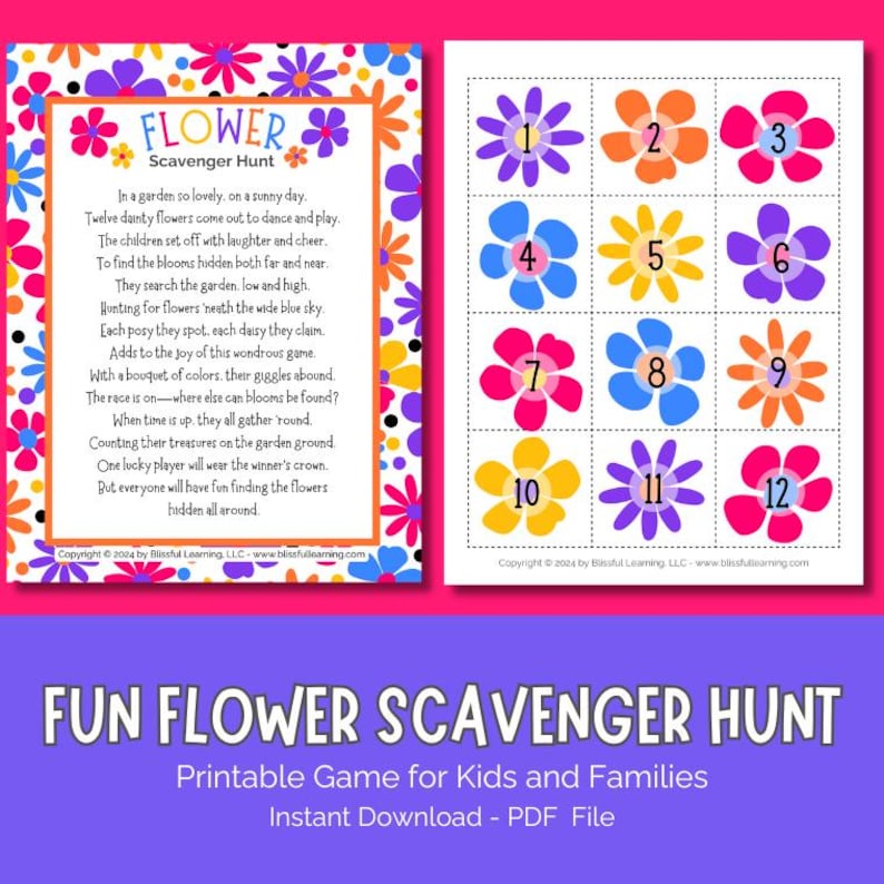 Flower Scavenger Hunt for Kids, Fun Addition Learning Game, Perfect for ...