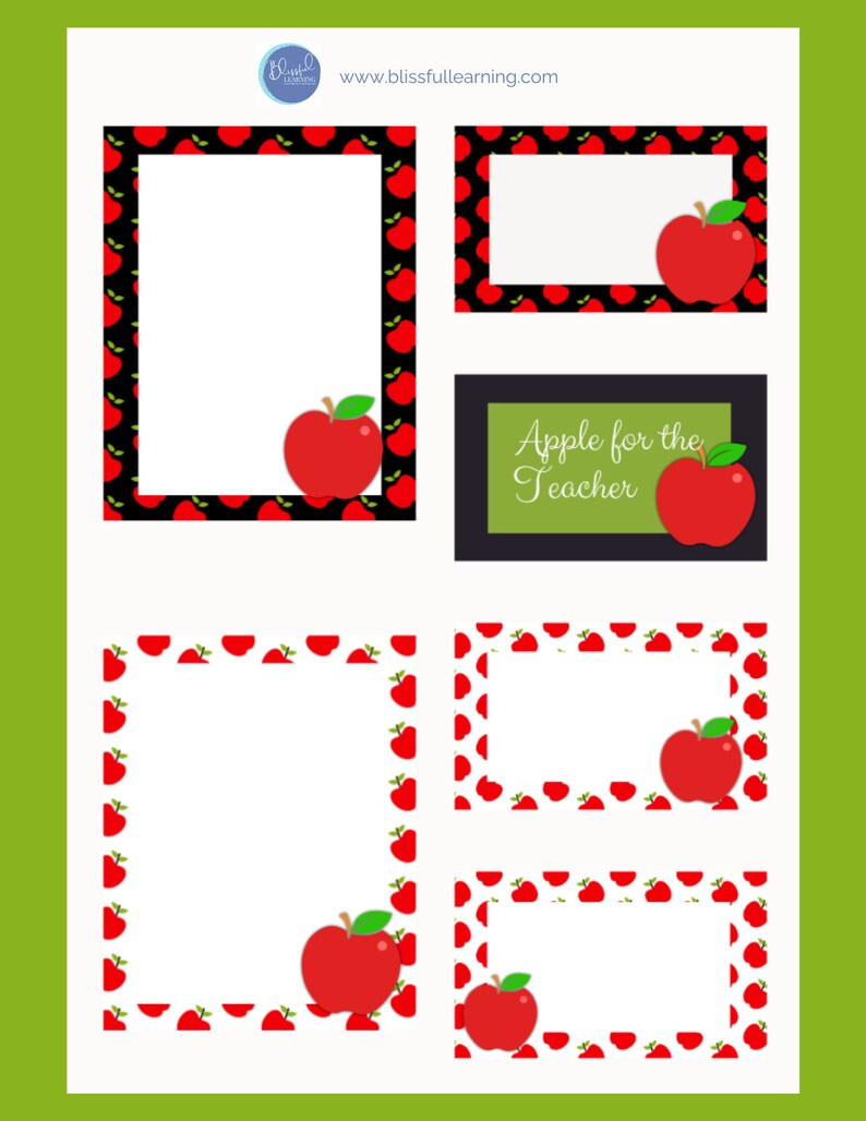 Back to School Apple Printable Stickers for Planners, Scrapbooking, and ...