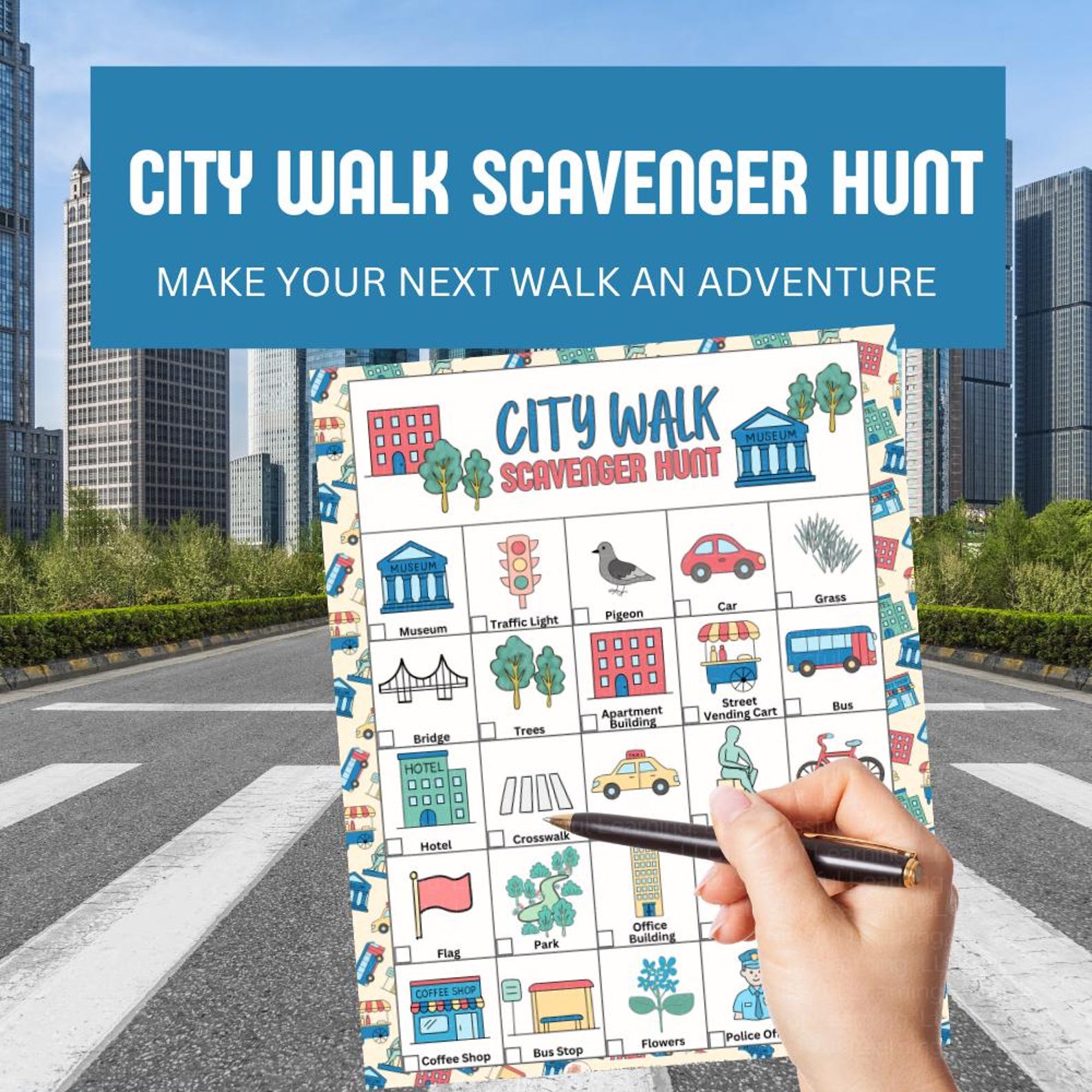 City Walk Scavenger Hunt for Kids: Outdoor Family Game (PDF Download ...