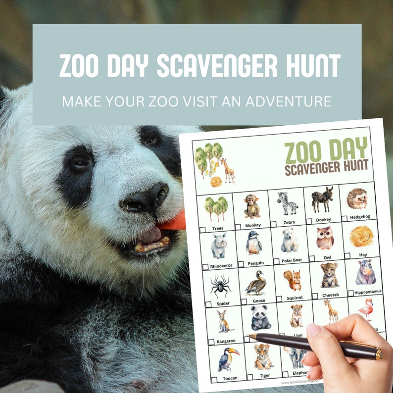 Zoo Day Scavenger Hunt for Kids Printable, Family Fun Game for a Day at ...