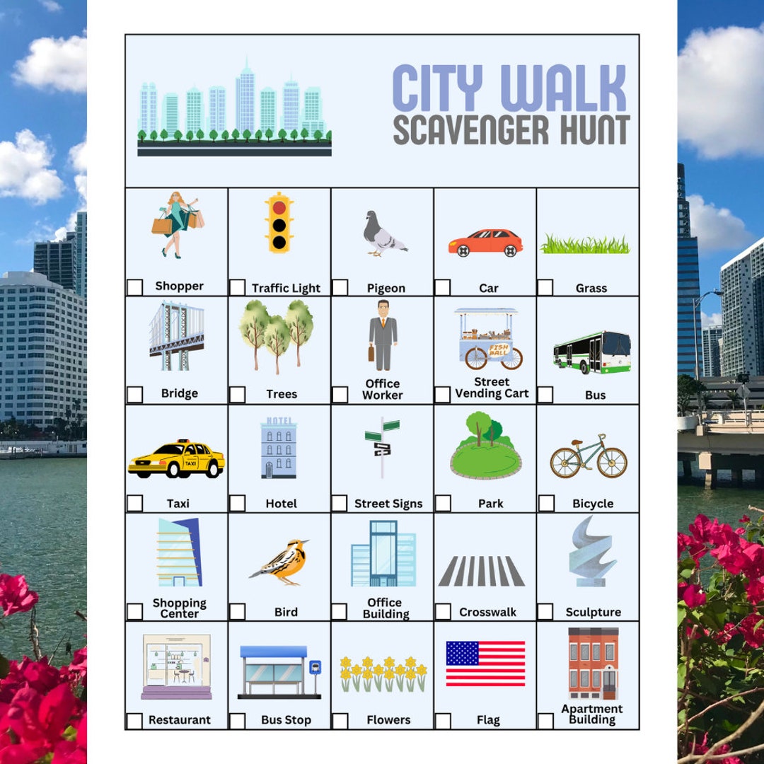 City Walk Scavenger Hunt for Kids Printable Outdoor Family - Etsy