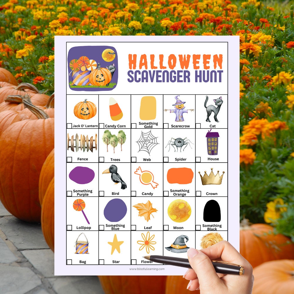 Halloween Scavenger Hunt for Kids, Halloween Printable Game, Halloween ...