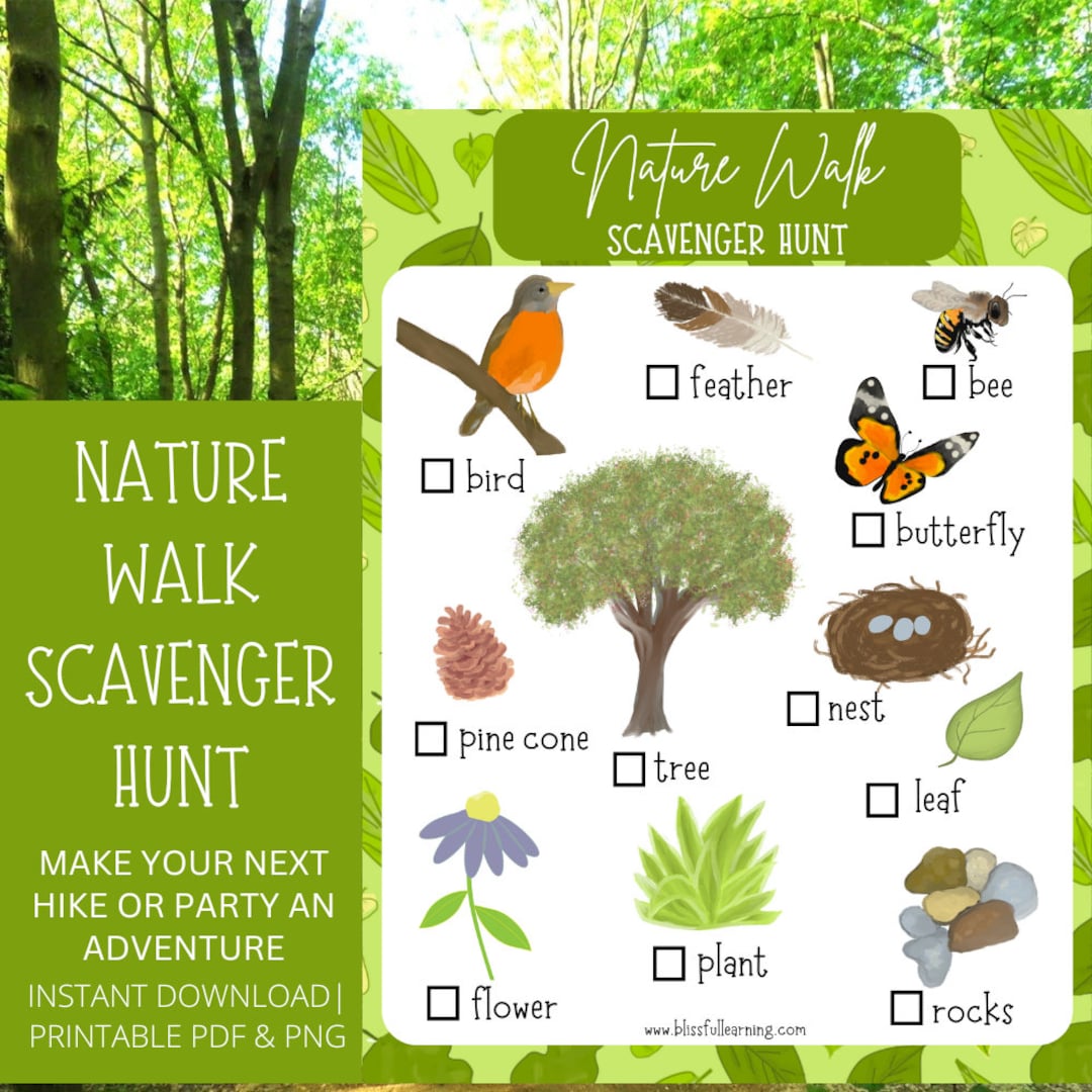 Nature Scavenger Hunt for Kids Printable, Outside Game for Birthday ...