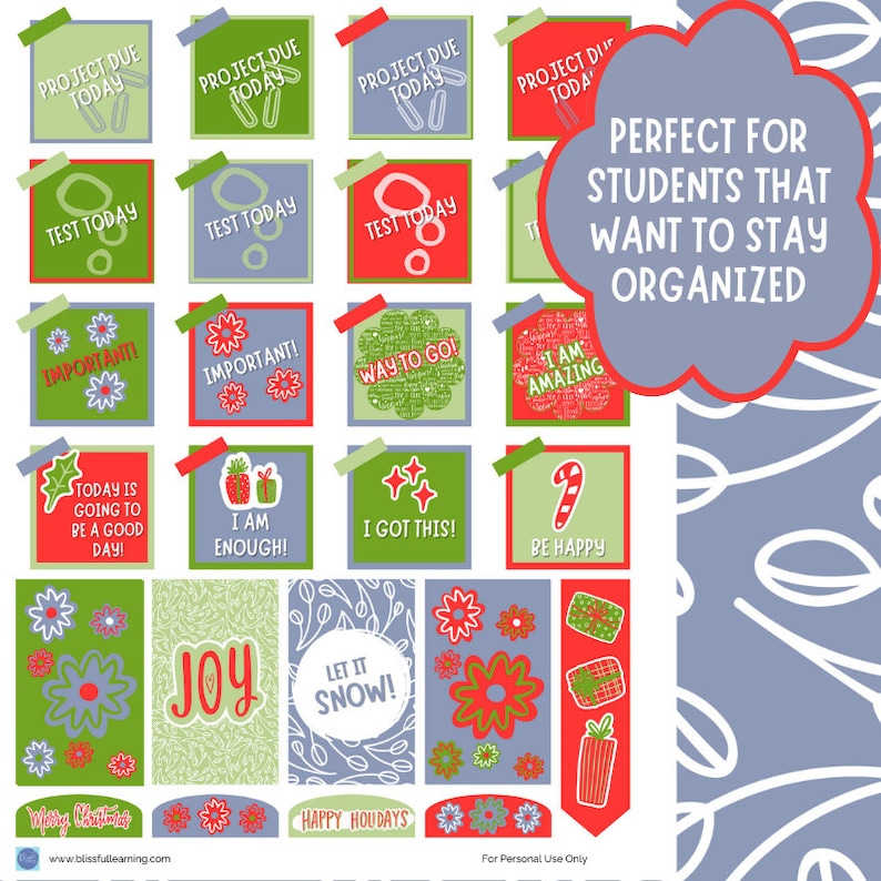 December Printable Planner Stickers for Students, Functional and ...