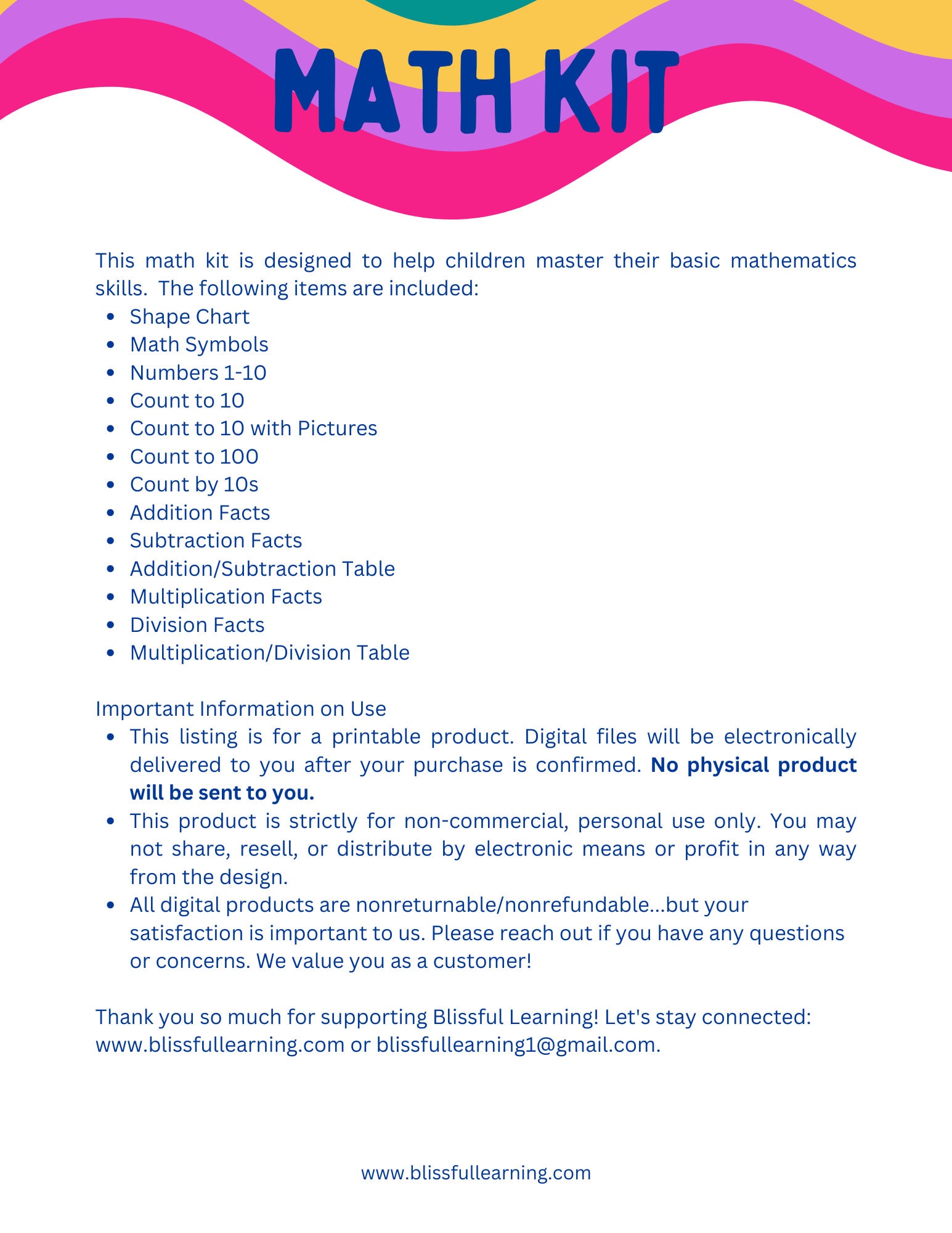 Educational Printable Basic Math Fact Kit Learning - Etsy