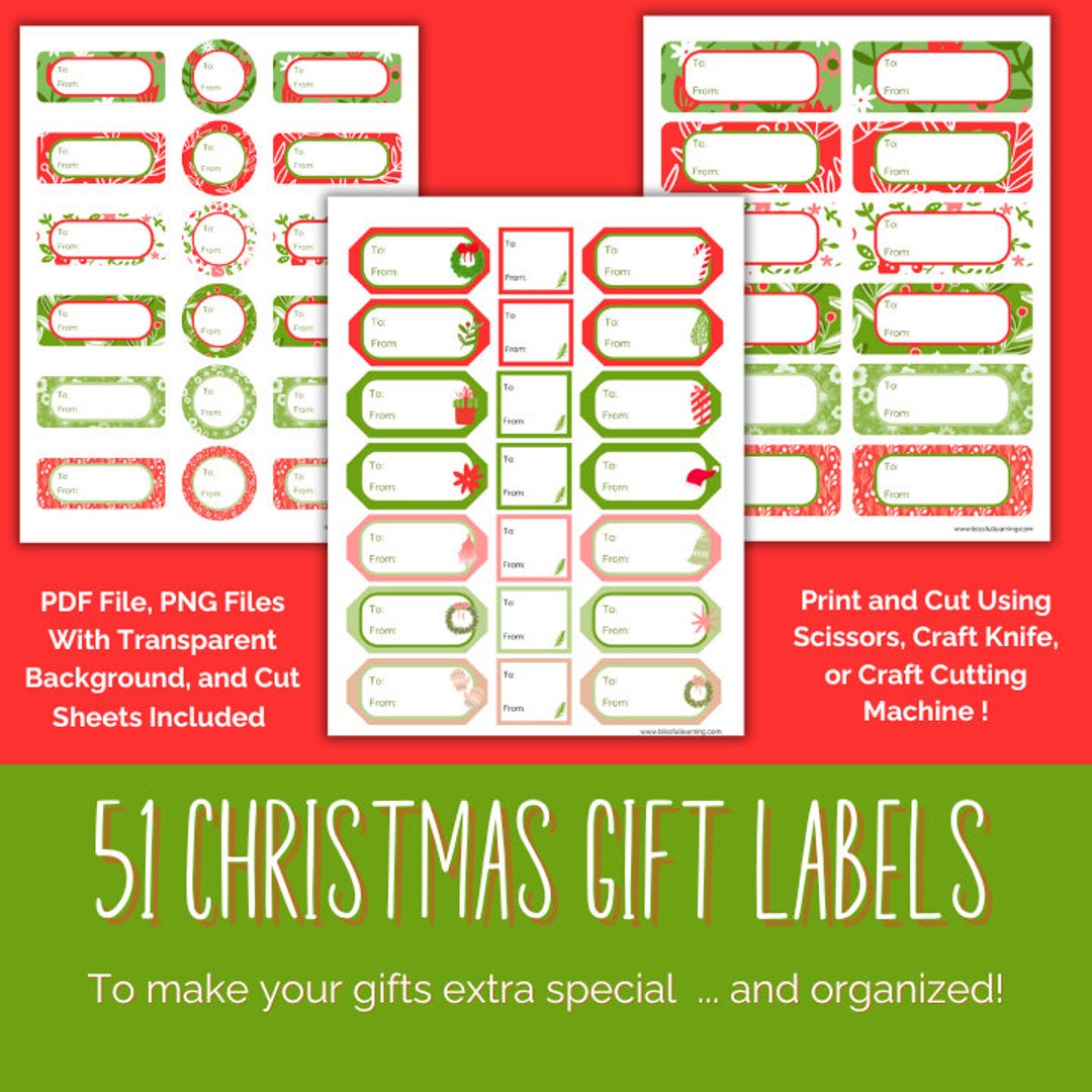 Christmas Printable Gift Tag Stickers for Presents, Red and Green ...
