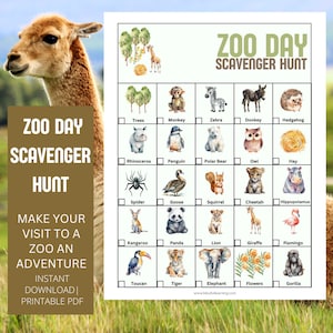 Zoo Day Scavenger Hunt for Kids Printable, Family Fun Game for a Day at ...