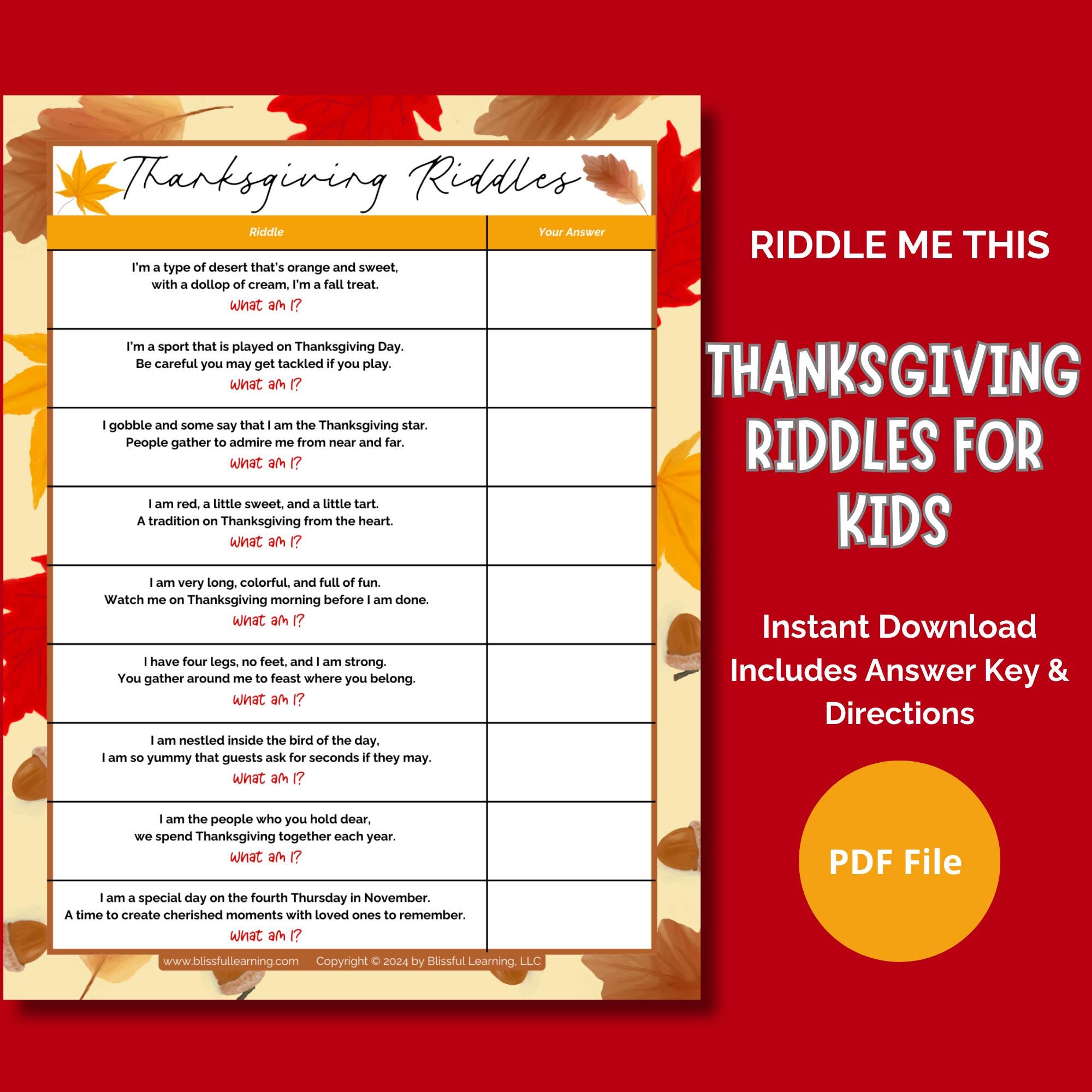 Thanksgiving Riddles for Kids Family Friendly Thanksgiving Riddles ...