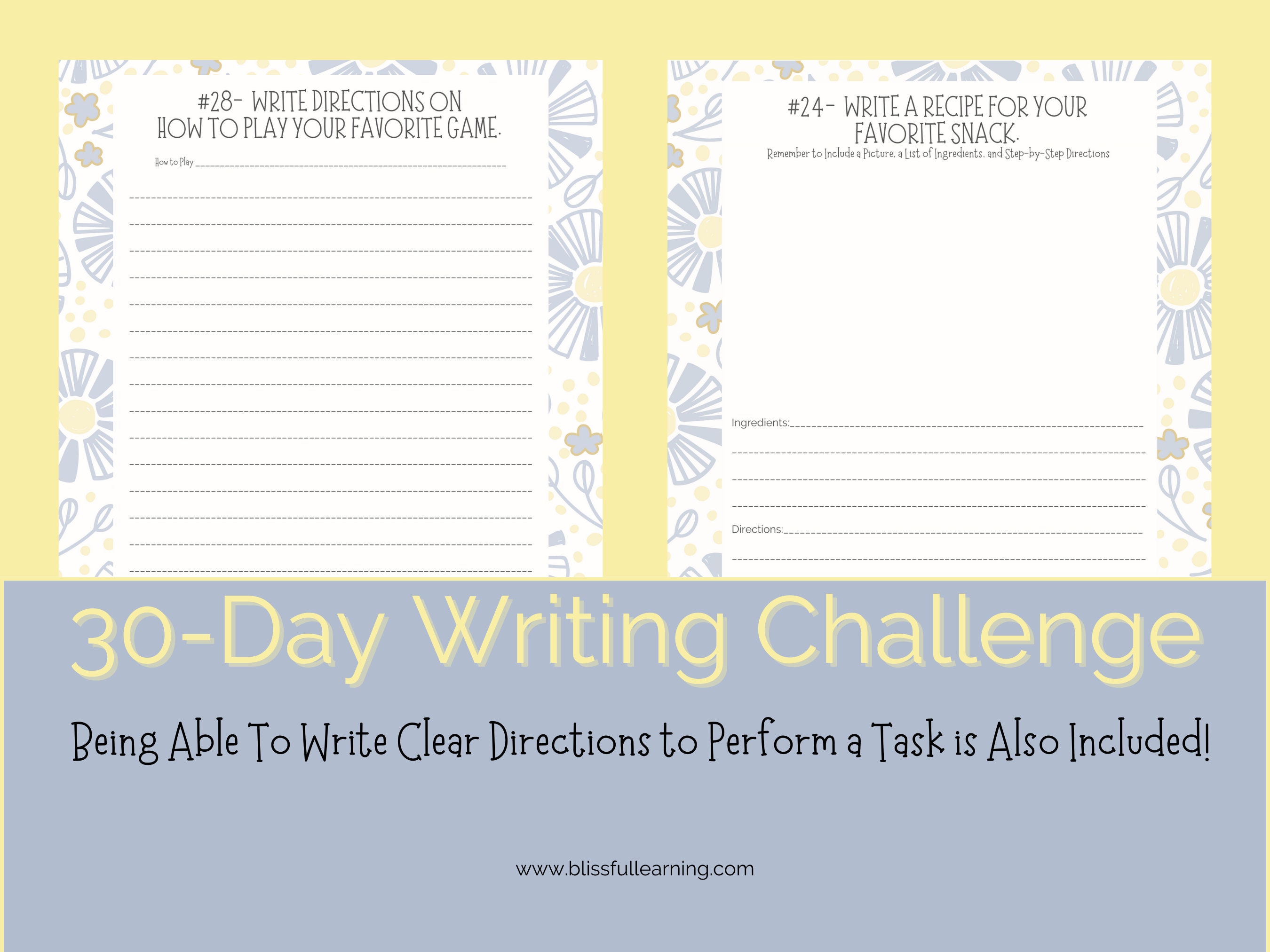 30 Day Writing Challenge for Kids in 3rd 4th 5th 6th 7th 8th Grades ...