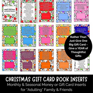 Adulting Christmas Gift Card Book Kit, Printable Monthly-seasonal Gift ...