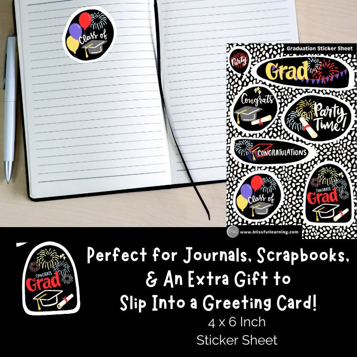 Graduation Sticker Sheet 4x6 Glossy Vinyl Stickers, Ideal for ...