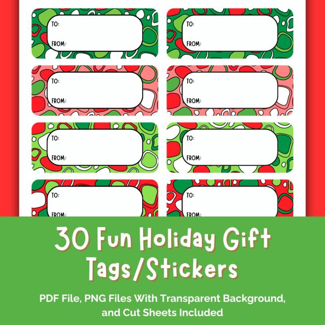 Christmas Printable Gift Labels for Holiday Packages, Fun Abstract ...