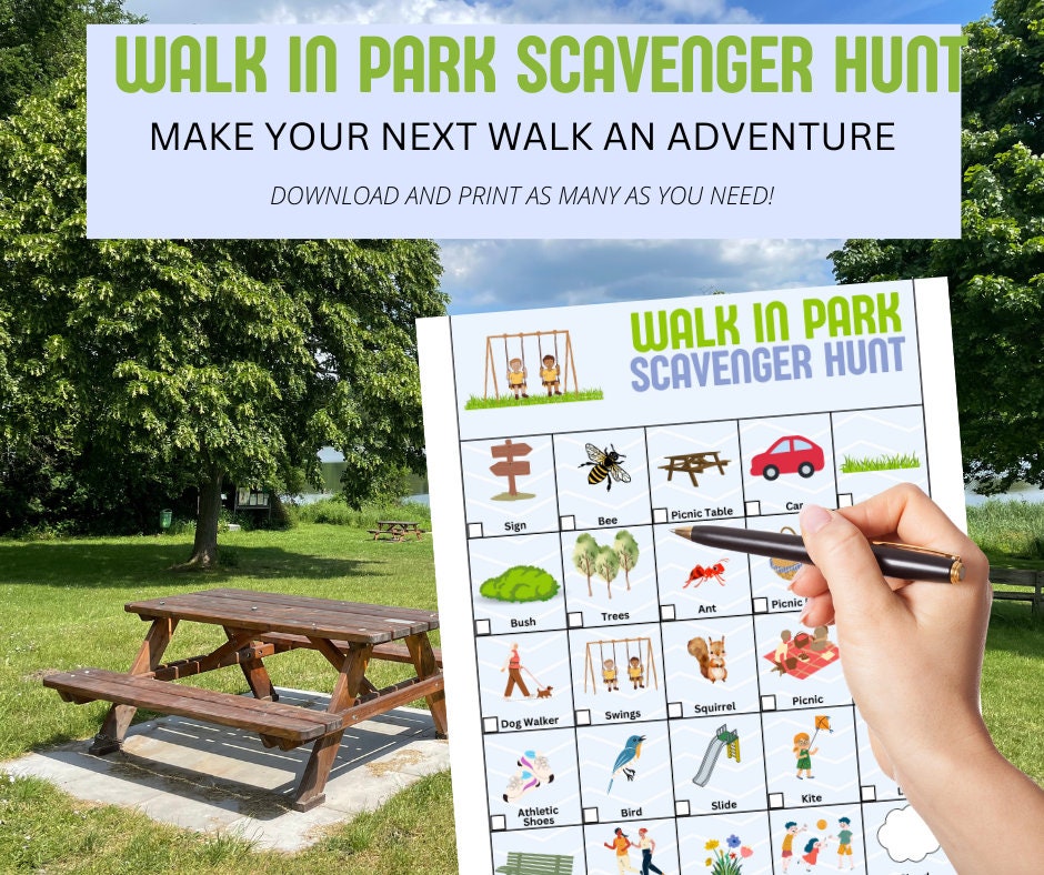 Walk in the Park Scavenger Hunt for Kids Printable, Outdoor Scavenger ...