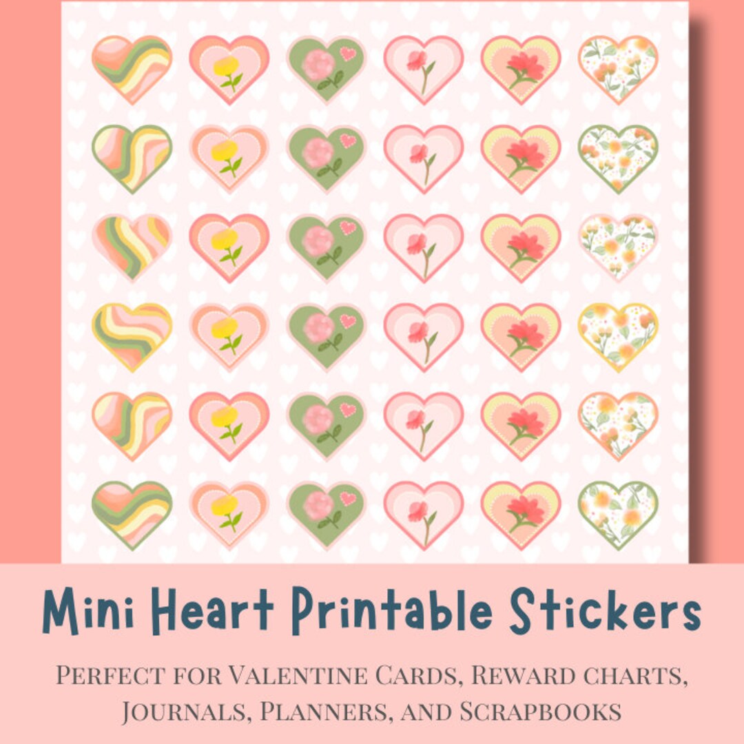 Small Heart Stickers for Planners, Journals, Scrapbooks, Gift Tags, and ...