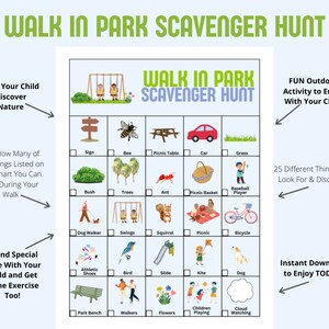 Walk in the Park Scavenger Hunt for Kids Printable Outdoor - Etsy