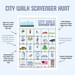 City Walk Scavenger Hunt for Kids Printable, Outdoor Family Walking ...