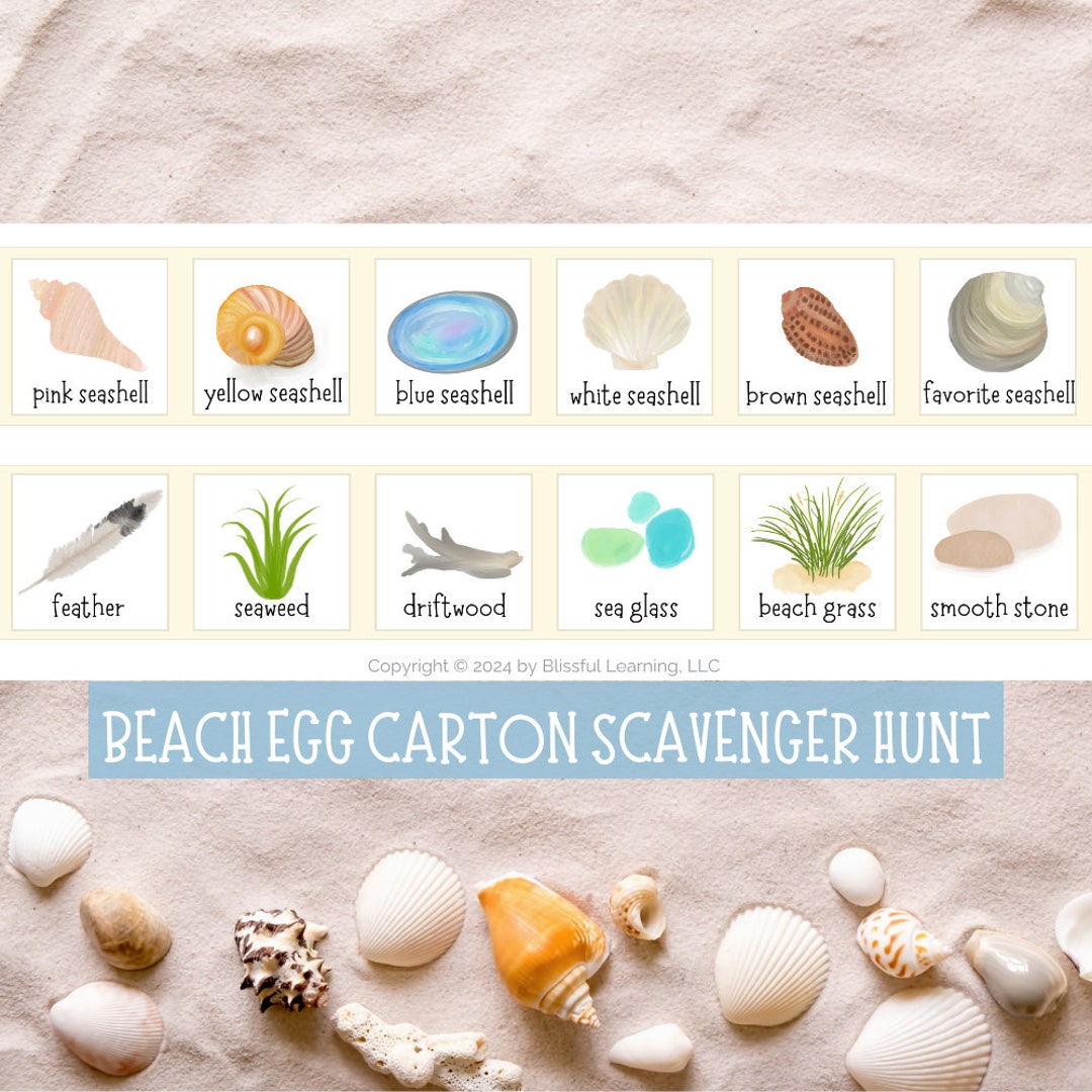 Beach Egg Carton Scavenger Hunt Printable - Family Beach Activity ...