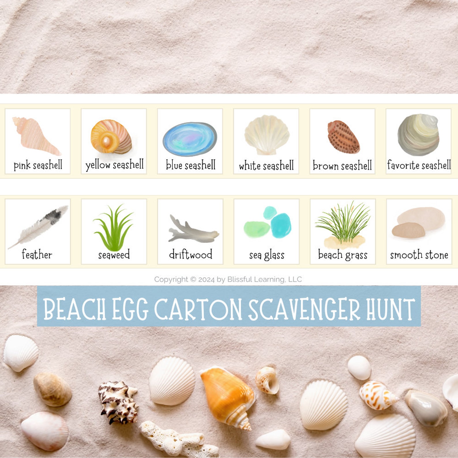 Beach Egg Carton Scavenger Hunt Printable - Family Beach Activity ...