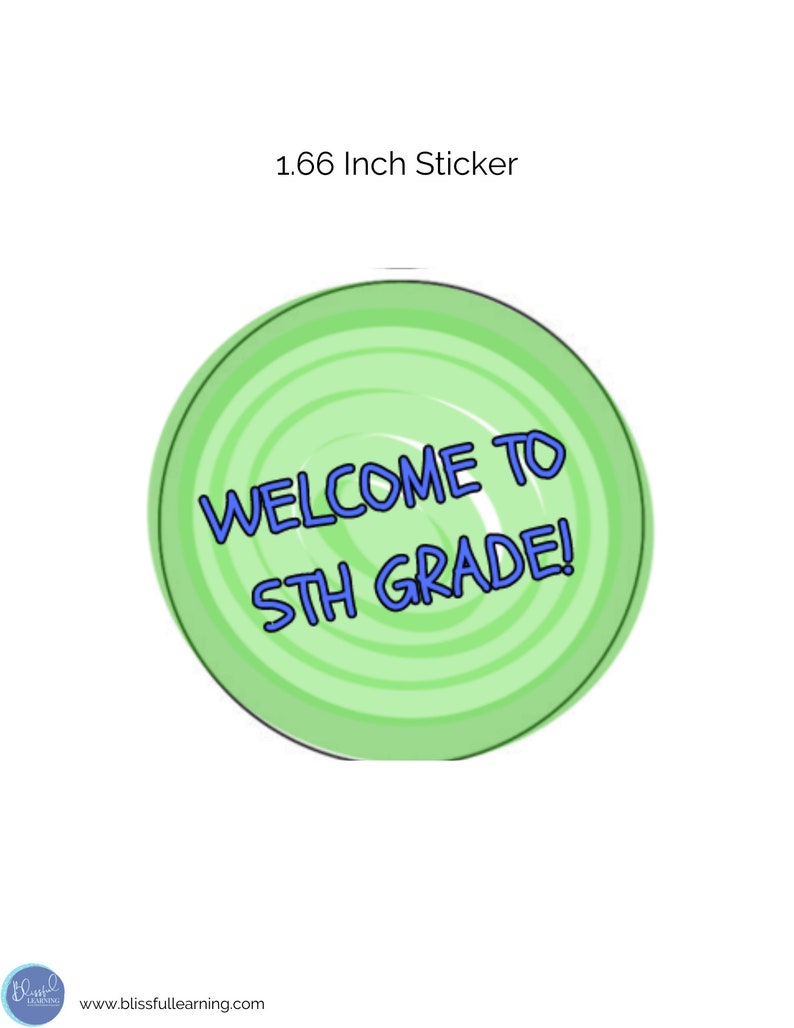 Welcome to 5th Grade Sticker, Back to School Printable Stickers, Open ...