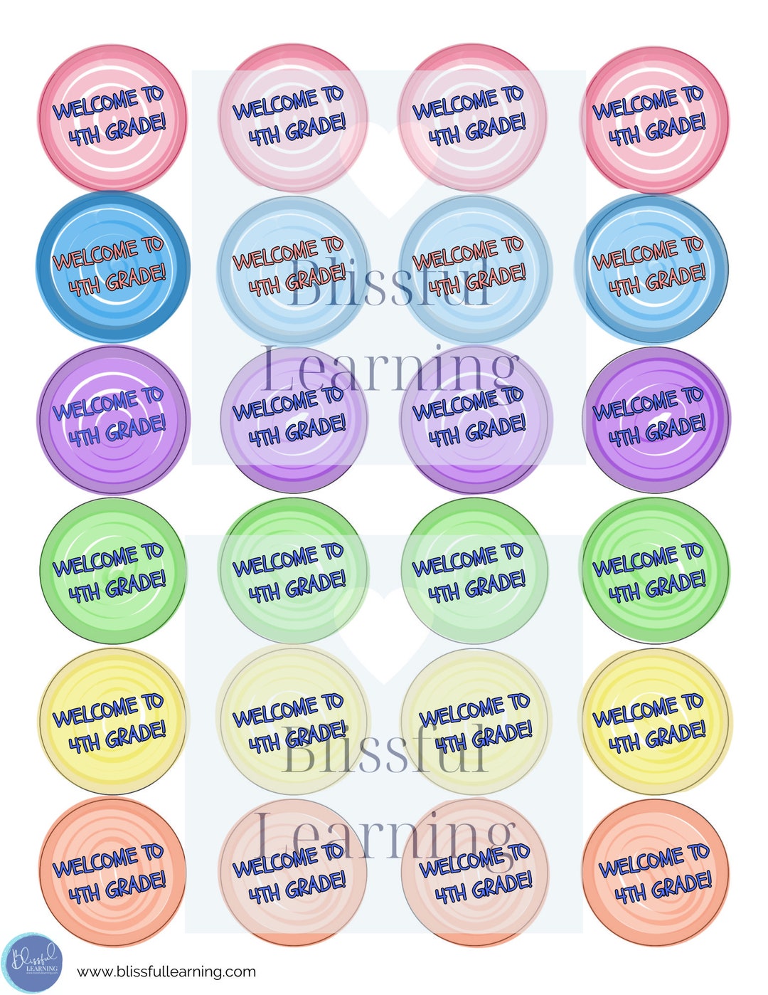 Welcome to 4th Grade Sticker, Back to School Stickers Printable, First ...
