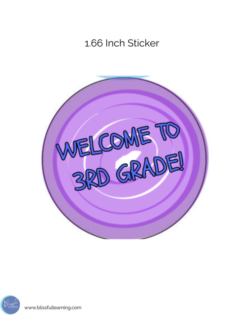Welcome to 3rd Grade Printable Sticker, Back to School Sticker, First ...