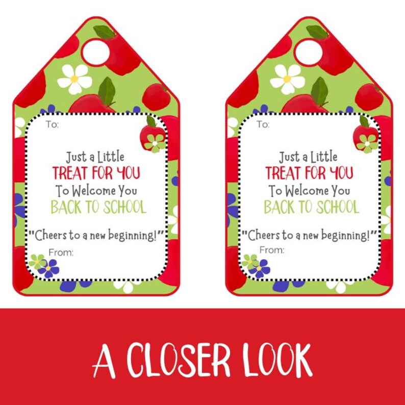 Back to School Printable Gift Tags for Teacher & Student Gifts set of 2 ...