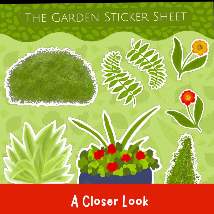 Floral Garden Sticker Sheet 4x6 Inch Matte Vinyl Stickers for Gardeners ...