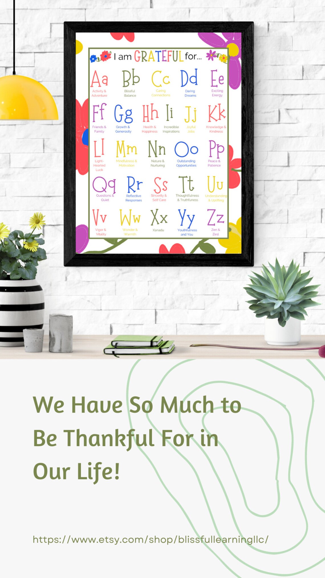 ABC Gratitude Wall Art, Printable Gratitude Poster, Gratitude Alphabet ...
