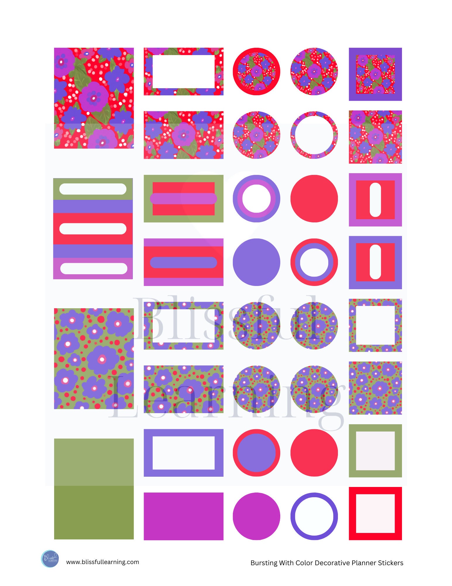 Decorative Printable Sticker Collection for Planners, Journals, and ...