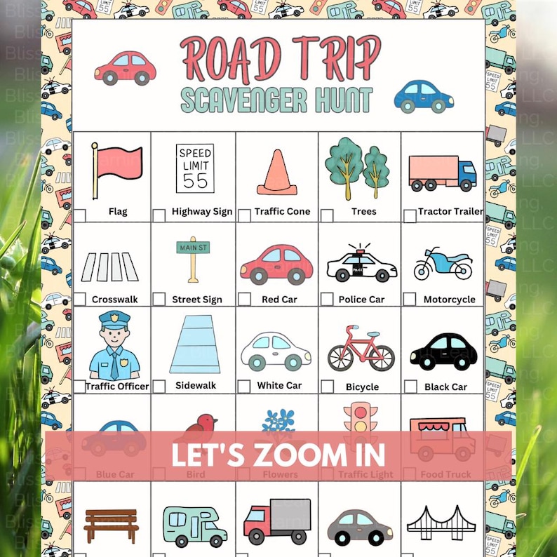 Road Trip Scavenger Hunt Printable Travel Game for Kids, Family Car ...