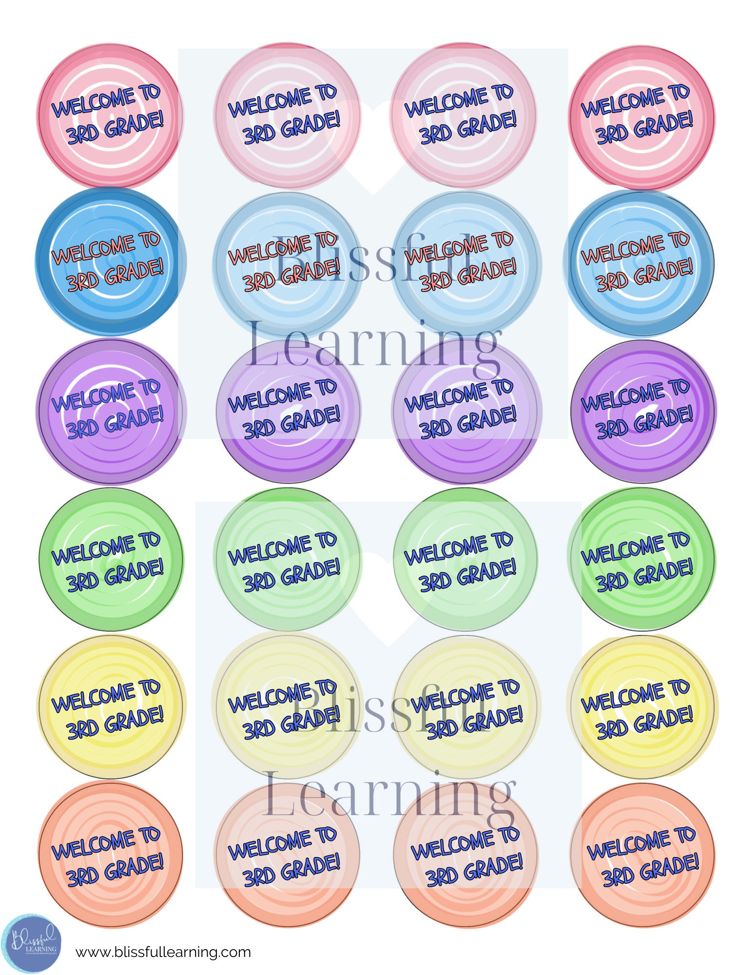 Welcome to 3rd Grade Printable Sticker, Back to School Sticker, First ...